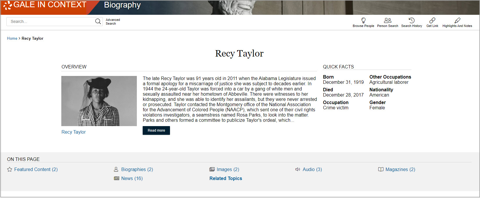 The Infamous Case of Recy Taylor | Gale Blog: Library & Educator News ...