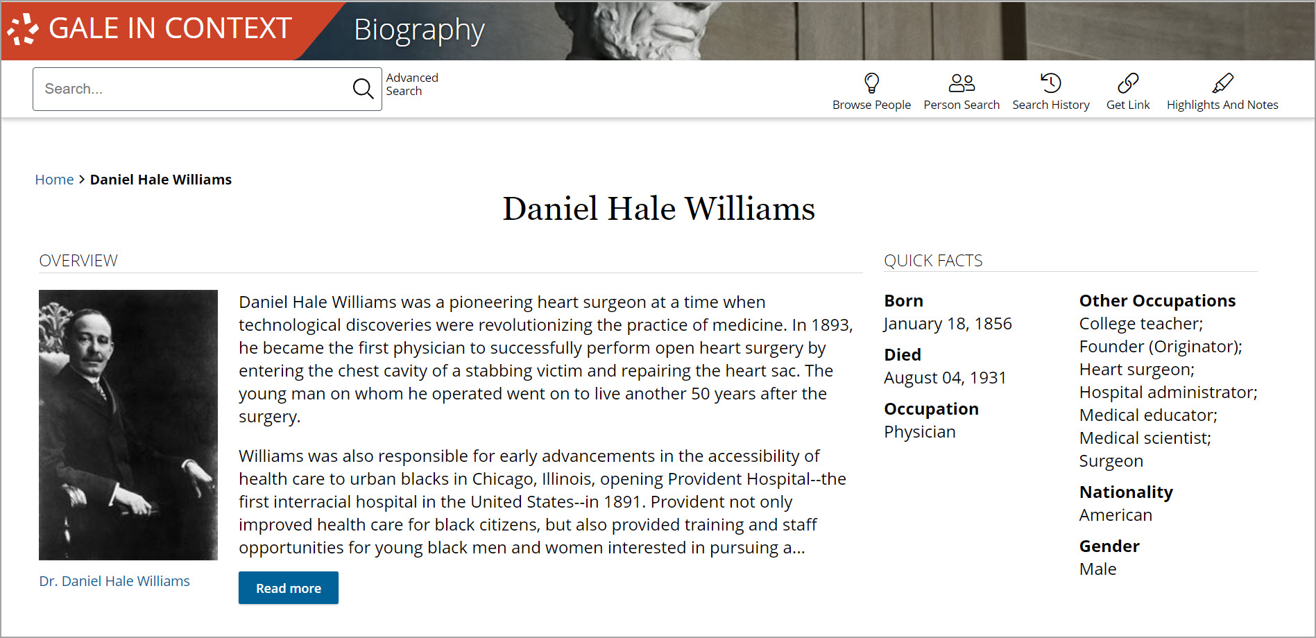 Meet Daniel Hale Williams | Gale Blog: Library & Educator News | K12 ...