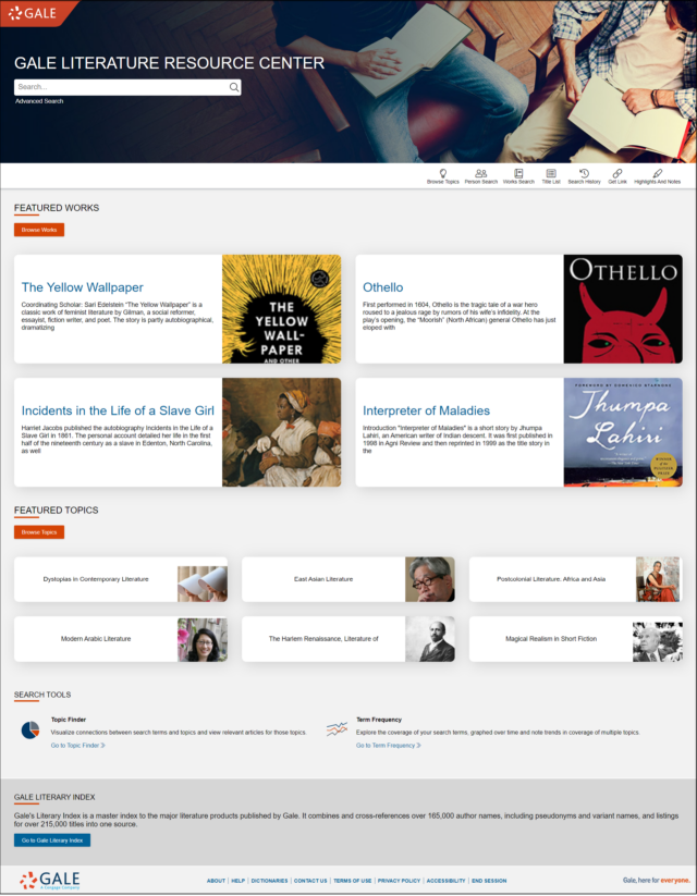 First Release of the Gale Literature Resource Center Enhancements ...
